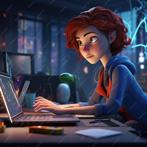 Premium Ai Image Software Programmer Girl Office Work Vector Design