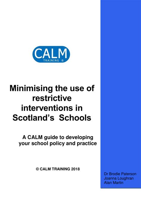 Pdf Minimising The Use Of Restrictive Interventions In Scotlands