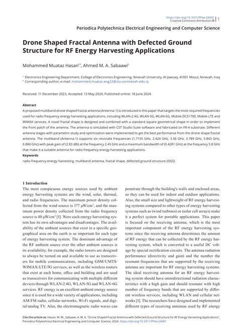 Pdf Drone Shaped Fractal Antenna With Defected Ground Structure For Rf Energy Harvesting
