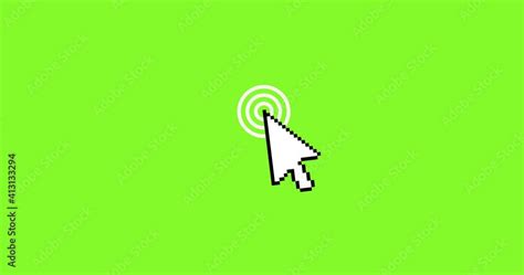 Pointer Arrow Cursor Clicking Technology And Internet Icons Animation On Green Screen