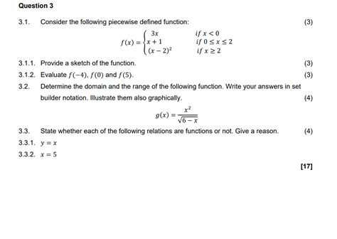 Solved Question 3 3 1 3 Consider The Following Piecewise