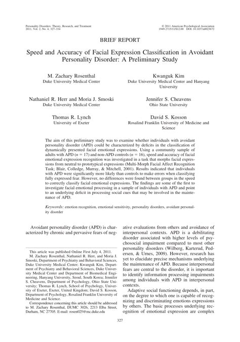 Pdf Speed And Accuracy Of Facial Expression Classification In