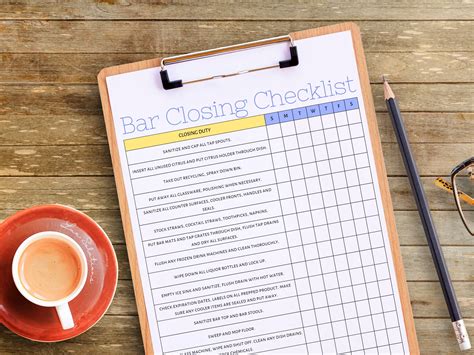 Bar Closing Checklist Restaurant Bar Cleaning List Bar Templates Restaurant And Bar Editable