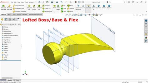 Solidworks Lofted Boss Base And Flex Feature Hammer Head