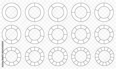 Pie Chart Color Icons Segment Slice Sign Circle Section Graph 1 2 3 4 5 Segment Infographic