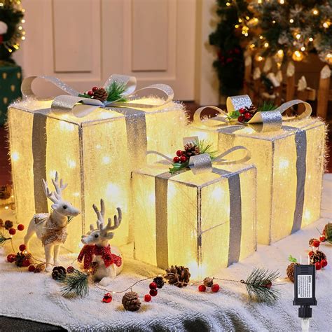 Brightown 3 Pieces Lighted T Boxes Outdoor Christmas