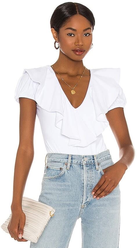 Susana Monaco Ruffle Puff Sleeve Bodysuit Shopstyle Tops