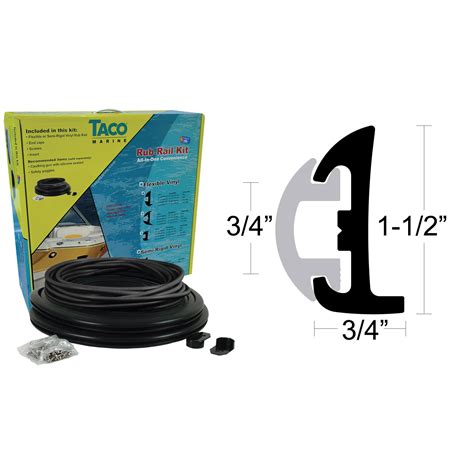 Taco V11 9795bbk50d 2 Flex Vinyl Semi Rigid Rub Rail Kit 34w X 1 12