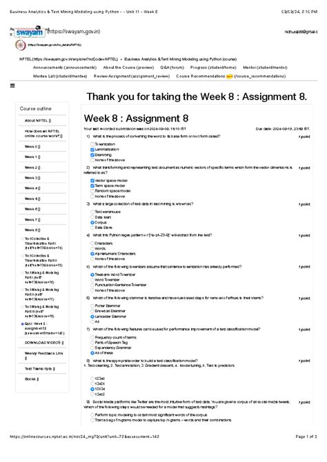 Assignment 8 Assignemtn Business Analytics And Text Mining Modeling Using Python Unit 11