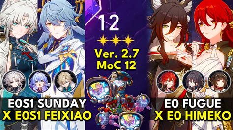 E0s1 Sunday X Feixiao And E0 Fugue X Himeko Memory Of Chaos Floor 12 3