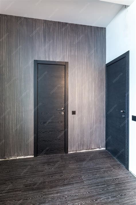 Premium Photo Black Wooden Door In Dark Style Color For Modern