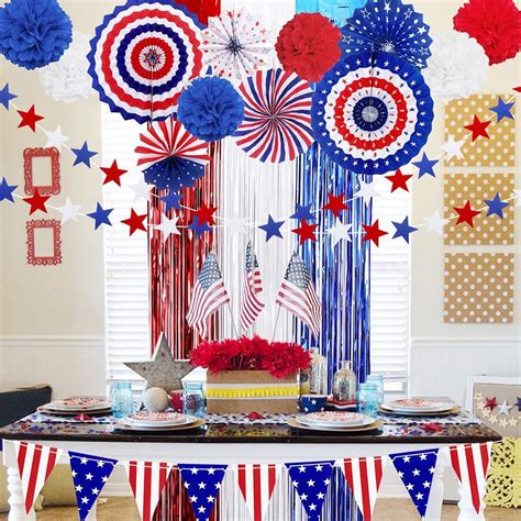 Patlollav Fourth Of July Patriotic Decorations Set Red White Blue