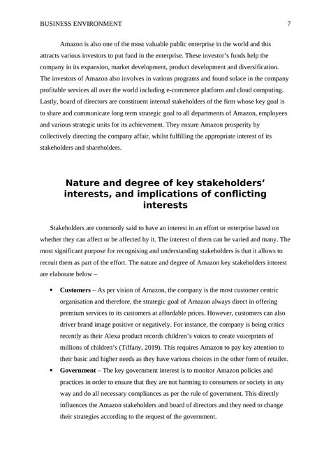 Amazon Stakeholder Analysis Internal And External