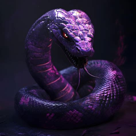 Purple Snake On A Dark Background The Concept Of Danger And Danger