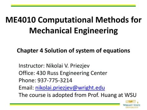 Numerical Methods Solution Of System Of Equations Ppt