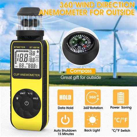 Btmeter Bt 881m Digital Anemometer Handheld Wind Speed Meter