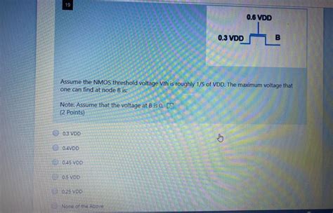 Solved VDD VDD B Assume The NMOS Threshold Chegg