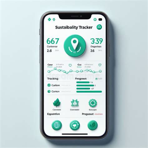 Sustainability Tracker App Interface With Carbon Footprint Calc Stock