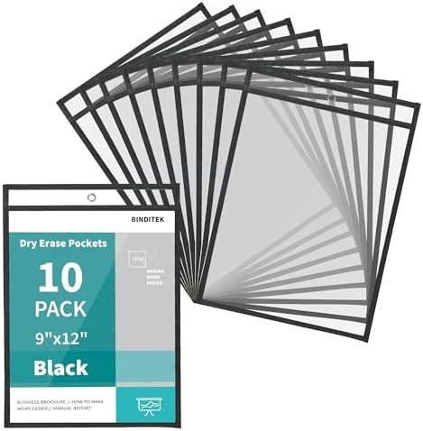 Amazon Com Binditek Pack Dry Erase Pockets X Inch Black Ticket Holders Reusable