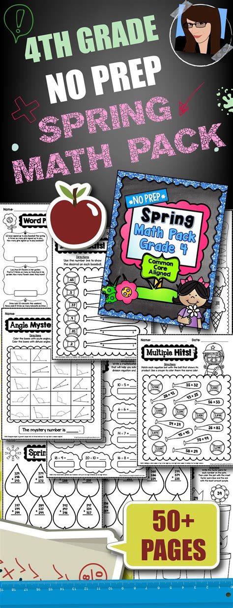 Spring No Prep Math 4th Grade Spring Math Math Math Classroom
