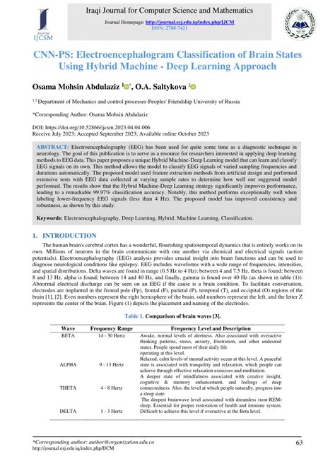 Pdf Cnn Ps Electroencephalogram Classification Of Brain States Using