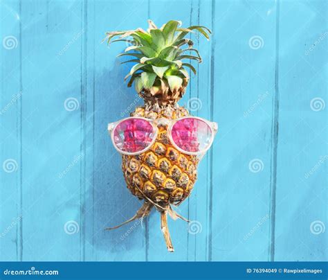 Pineapple Sunglasses Tropical Fruit Refreshing Concept Stock Image