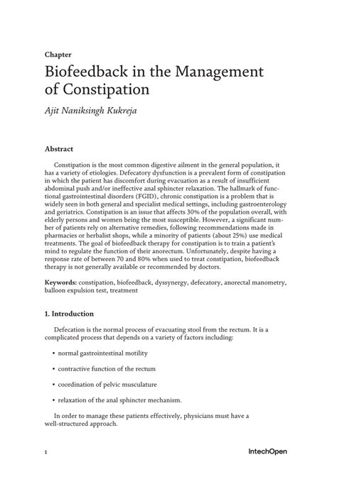 Pdf Biofeedback In The Management Of Constipation