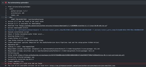 Error Version X With Arch X Not Found Issue Actions Setup Python GitHub