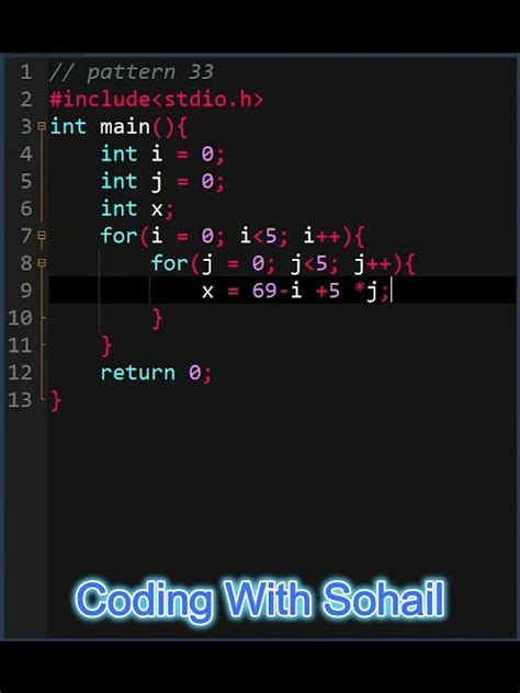Pattern 33 C Programming Coding With Sohail Shorts Youtube