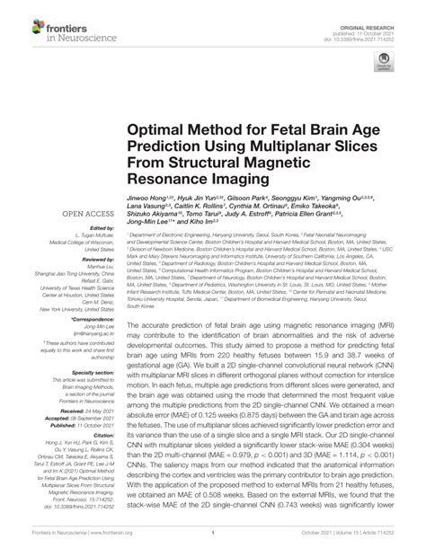 Pdf Optimal Method For Fetal Brain Age Prediction Using Multiplanar Slices From Structural