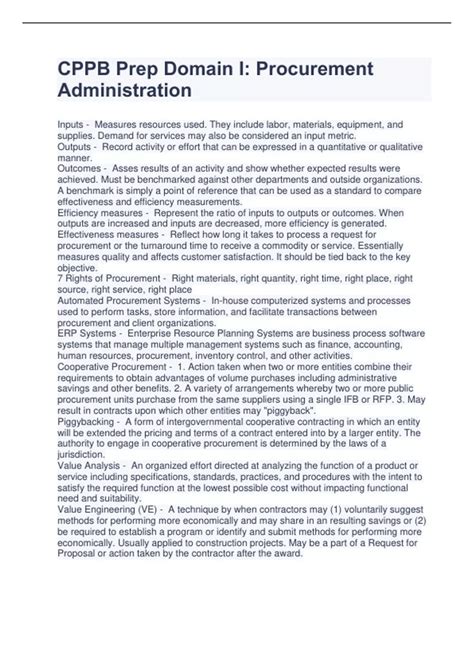cppb prep domain i procurement administration cppb prep domain i