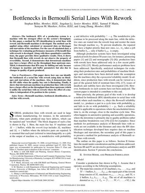 Pdf Bottlenecks In Bernoulli Serial Lines With Rework Dokumentips