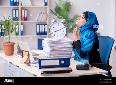 Female Employee In Hijab Working In The Office Stock Photo Alamy