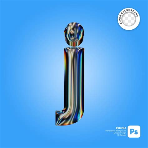 Premium Psd 3d Chrome Letter J Text Effect Lowercase Letter