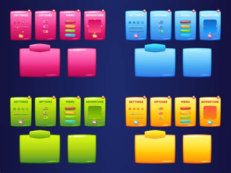 game menu interface windows cartoon options set 13758418 vector art at