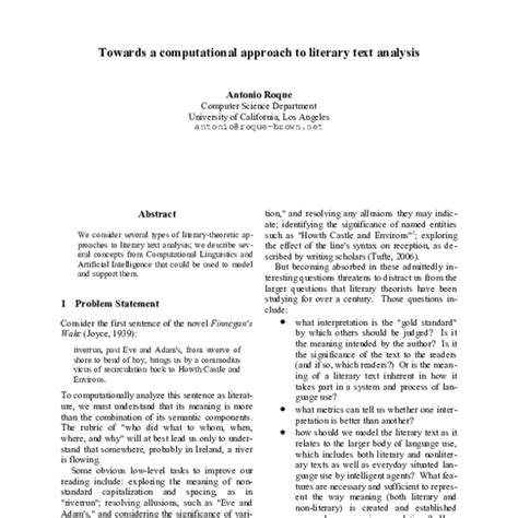 Towards A Computational Approach To Literary Text Analysis Acl Anthology
