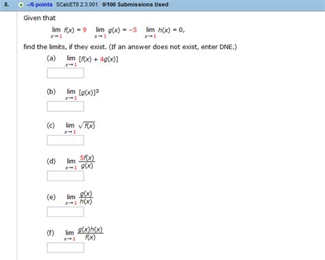 Solved 8 6 Points SCalcET8 2 3 001 0 100 Submissions Chegg Com