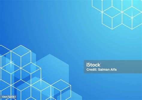 육각형과 추상적 기하학적 파란색과 흰색 색상 배경 벡터 그림입니다 0명에 대한 스톡 벡터 아트 및 기타 이미지 0명 3차원 형태 가상현실 Istock