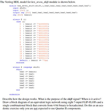 Solved The Verilog Hdl Model For Hexsevenshift Module Is