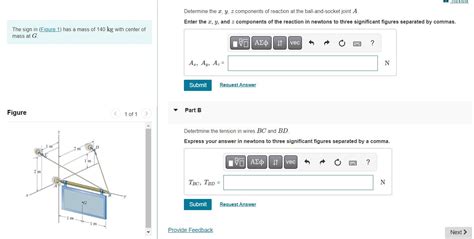 Solved Determine The Xyz Components Of Reaction At The
