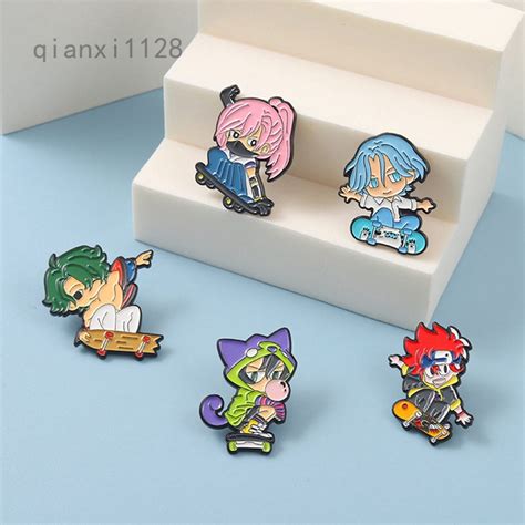 Anime Sk8 The Infinity Pin Badges Metal Brooch Langa Hasegawa Cosplay Prop Anime Enamel Pin
