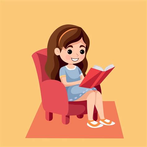 Premium Vector Girl Reading A Book Flat Vector Illustration
