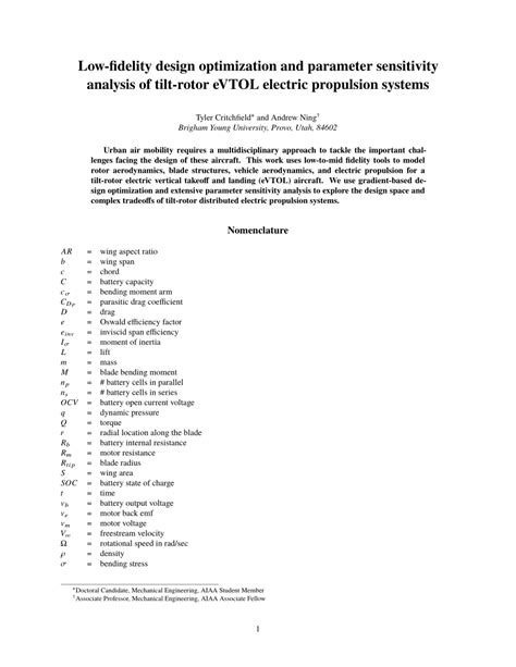 Pdf Low Fidelity Design Optimization And Parameter Sensitivity