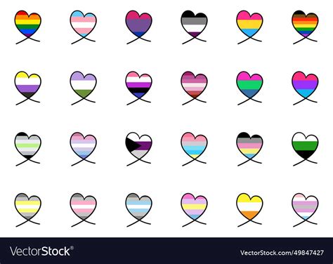 Lgbt Sexual Identity Pride Heart Shaped Flags Vector Image