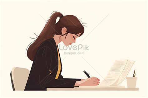 사무실에 있는 비즈니스 우먼 일러스트 무료 다운로드 Lovepik