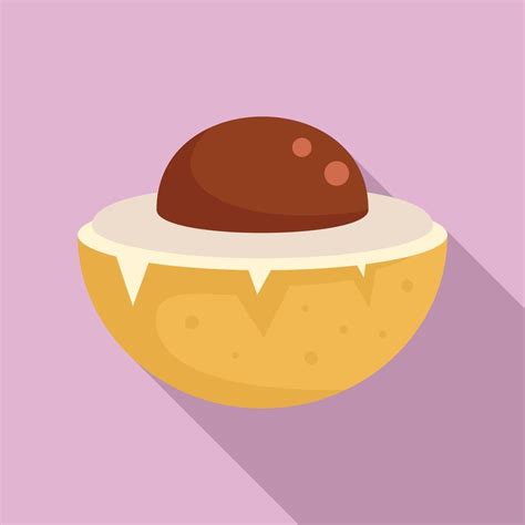 Half Longan Icon Flat Style 14621232 Vector Art At Vecteezy