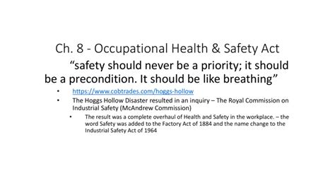 Occupational Health And Safety Act Ohsa Presentation