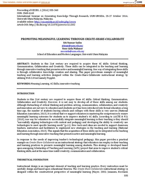 Promoting Meaningful Learning Pdf Learning Constructivism Philosophy Of Education