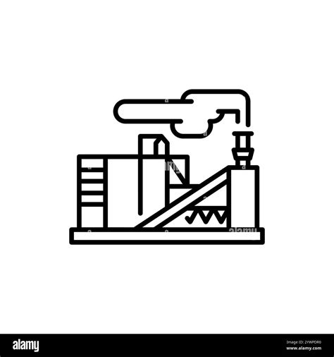 Biomass Plant Black Line Icon Alternative Energy Source Vector Isolated Element Stock Vector