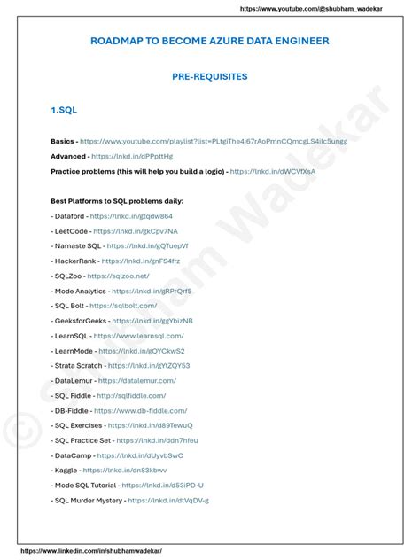 Azure Data Engineer Roadmap Pdf Microsoft Azure Computing